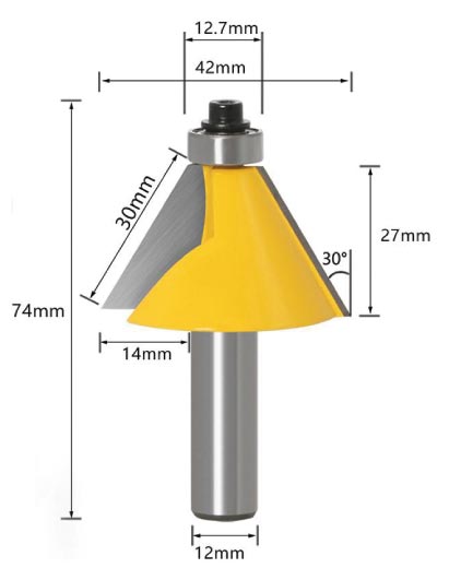 Fraise à chanfreiner 30° queue de 12 | Fraise Défonceuse