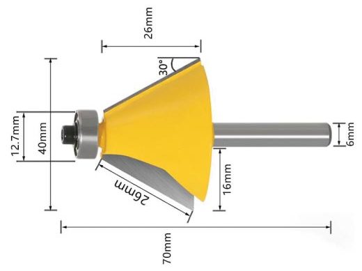 Fraise à chanfreiner 6 mm 30° | Fraise Défonceuse