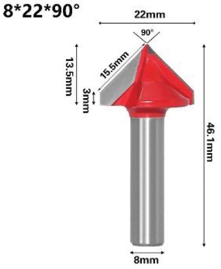 Fraise pour folding 8 mm 22×90° | Fraise Défonceuse