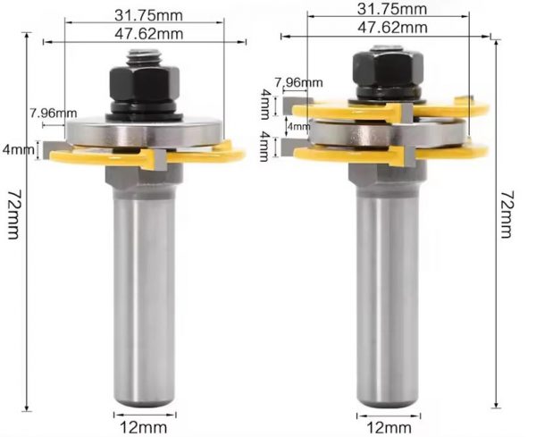 Fraise rainure languette queue de 12 | Fraise Défonceuse